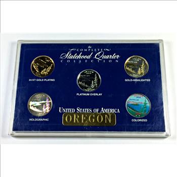 Oregon State Commemorative Quarters: Colorized, Gold-Highlighted ...