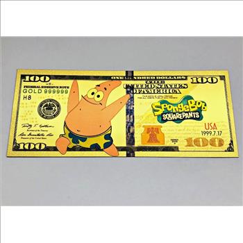 Patrick Star Gold Foil 100 Dollar Commemorative Banknote | Property Room
