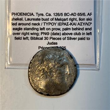PHOENICIA. Tyre. Ca. 126/5 BC-AD 65/6. AR shekel Year of the ...