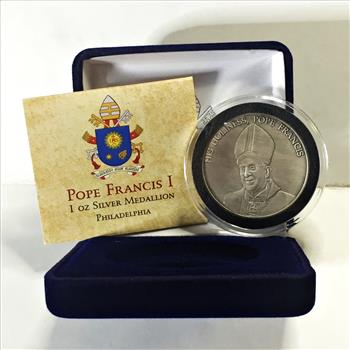 POPE FRANCIS I One Ounce Silver Commemorative Medallion*2015 Philadelphia*Only 10,00 Minted*40 ...