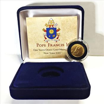 POPE FRANCIS I One-tenth Ounce Gold Commemorative Medallion*2015 New ...