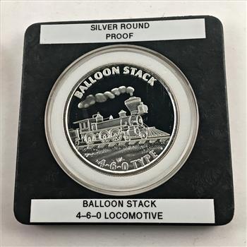 Proof Silver Round*Balloon Stack Locomotive*1oz .999 Fine Silver*DCAM ...