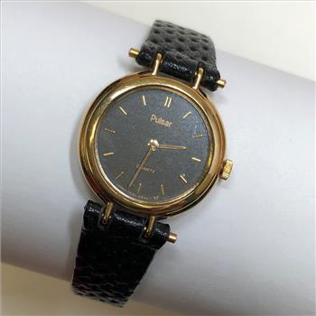 Pulsar Quartz Watch with Leather Band. Missing a Screw | Property Room