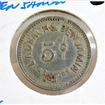 RARE 1905-1914 Laubach & Benjamin Saloon Las Vegas, New Mexico 5c Token ...
