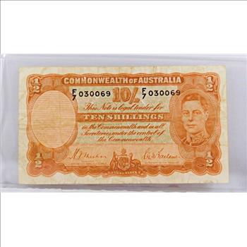 RARE 1939 Commonwealth of Australia 10 Shillings Note | Property Room