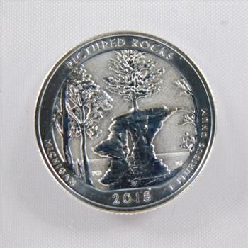 Reverse Proof 2018-S Silver Pictured Rocks, Michigan Commemorative ...