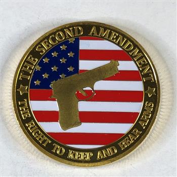 Second Amendment-Right to Bear Arms Colorized 24K Gold Layered Medallion*Proof*1.5" Diameter*In ...