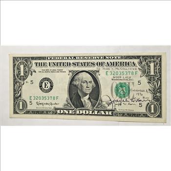 Series 1963B $1 Federal Reserve Note; Richmond, VA*Autographed by ...