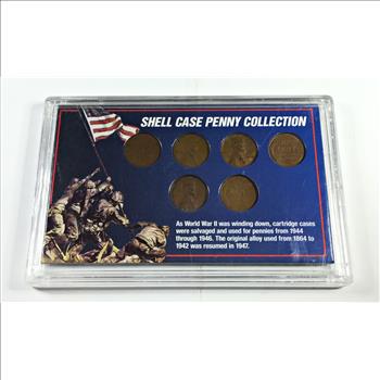 Shell Case Penny Collection*Six Post-WWII Lincoln Head Wheat Cents Made ...