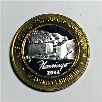 SILVER STRIKE*2002 Flamingo; Laughlin, NV $10 Proof Silver Gaming Token ...