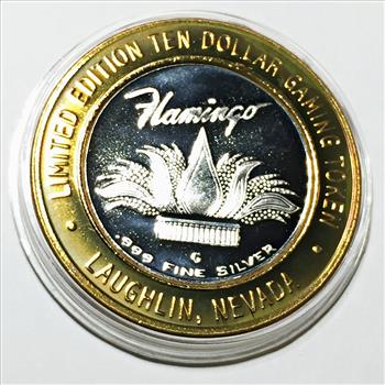 SILVER STRIKE*Flamingo; Laughlin, NV .999 Fine Proof Silver $10 Gaming ...