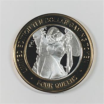 SILVER STRIKE*Four Queens-Fall*Las Vegas*$10 Proof Silver Gaming Token ...