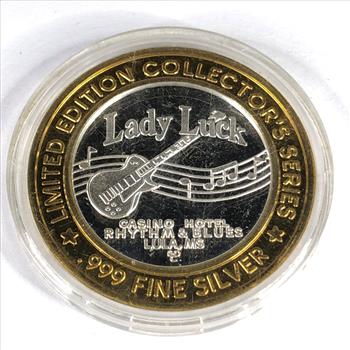 SILVER STRIKE*Lady Luck Casino; Lula, MS $10 Gaming Token*.999 Fine ...