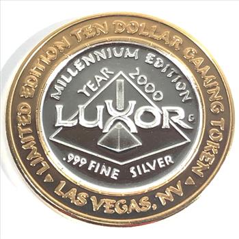 SILVER STRIKE*Luxor; Las Vegas, NV $10 .999 Fine Silver Gaming Token ...