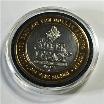 SILVER STRIKE*Silver Legacy; Reno, NV $10 Proof Silver Gaming Token ...
