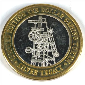 SILVER STRIKE*Silver Legacy*Reno, NV*$10 Proof Silver Gaming Token ...