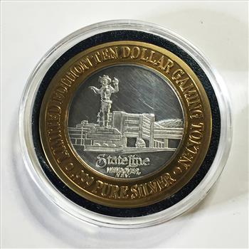 SILVER STRIKE*Stateline; Wendover, NV $10 Proof Silver Gaming Token ...
