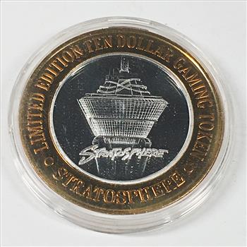 SILVER STRIKE*Stratosphere; Las Vegas*$10 Proof Silver Gaming Token ...