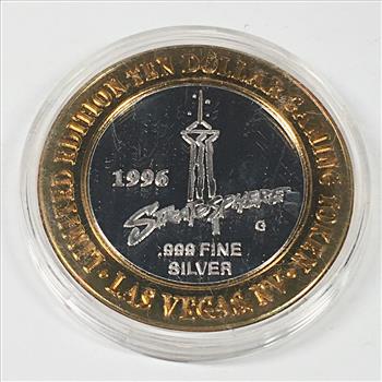 SILVER STRIKE*Stratosphere; Las Vegas*$10 Proof Silver Gaming Token ...