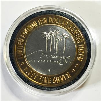 SILVER STRIKE*The Mirage; Las Vegas, NV $10 Proof Silver Gaming Token ...
