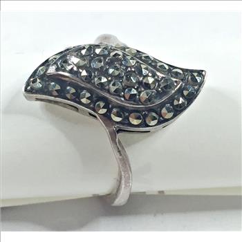 Sterling Silver and Multi-crystal Ring*Size 6*2.6 Grams Total Weight ...