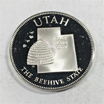 Sterling Silver Proof Utah State Medallion*The Beehive State*Franklin ...