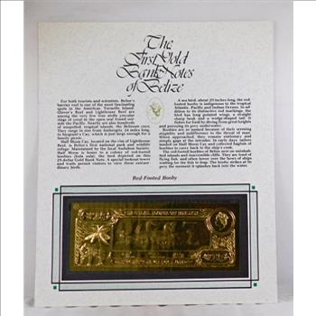 The First Gold Notes of Belize*Minted of 22 K Gold*$25 RED FOOTED BOOBY ...