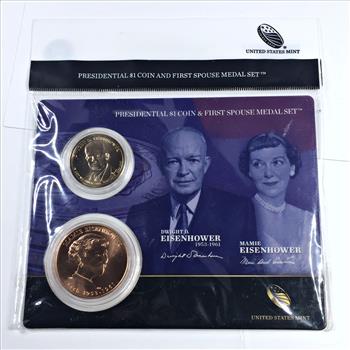United States Mint Dwight D. Eisenhower $1 Presidential Coin and Mamie ...