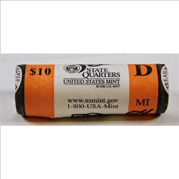 Unopened $10 US Mint Roll of 2004-D Michigan State Commemorative ...