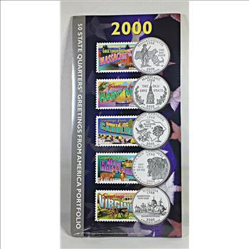 UNSEALED 2000 Commemorative State Quarters and The State Postage Stamp ...