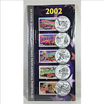 UNSEALED 2002 Commemorative State Quarters and The State Postage Stamp ...