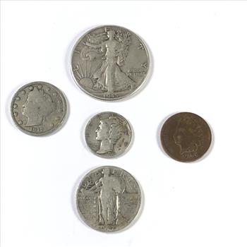 US Type Set: Silver Walker. Standing Liberty, Mercury Plus Indian Head ...