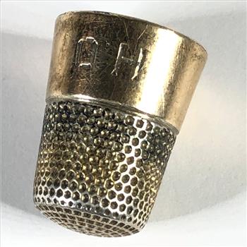Vintage Sterling Silver & 8K Gold Thimble*No Bends or Dents | Property Room
