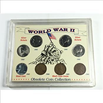 WWII Obsolete Coin Collection*4 Silver Nickels, 3 Shell Casing Cents ...