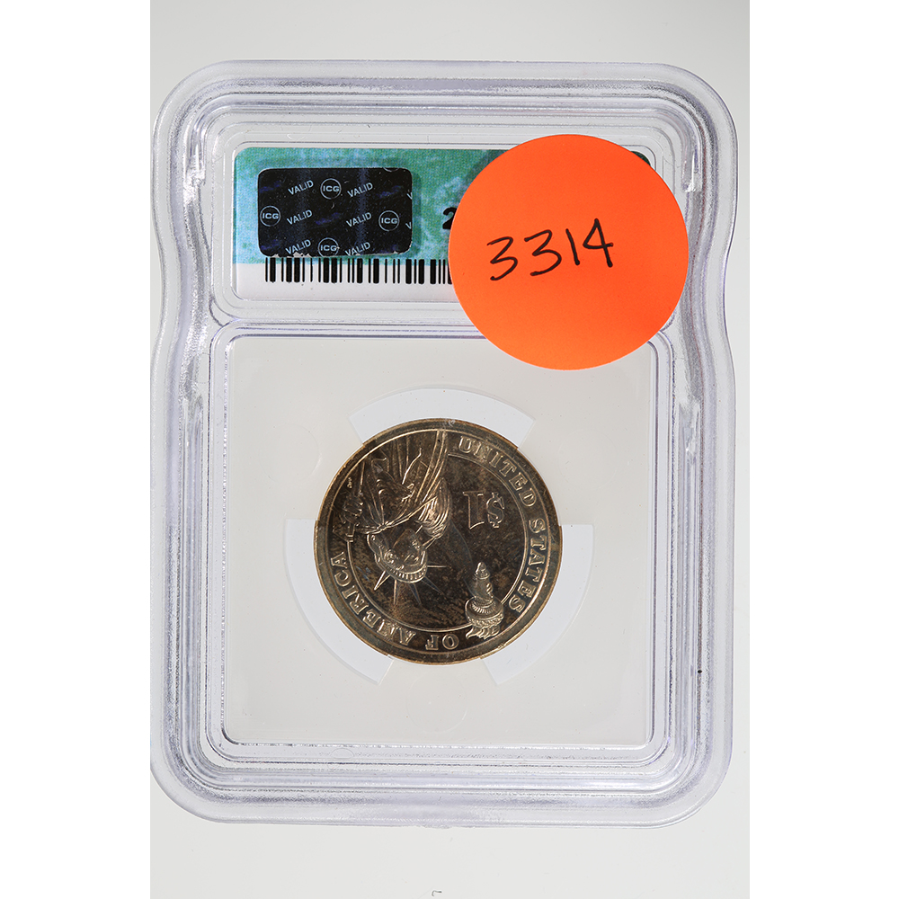 2007-P ICG MS63 John Adams Presidential Dollar Mint Error Double Edge ...