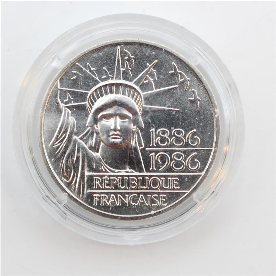 1986 100 Francs Silver France Statue of Liberty Piedfort Coin ...