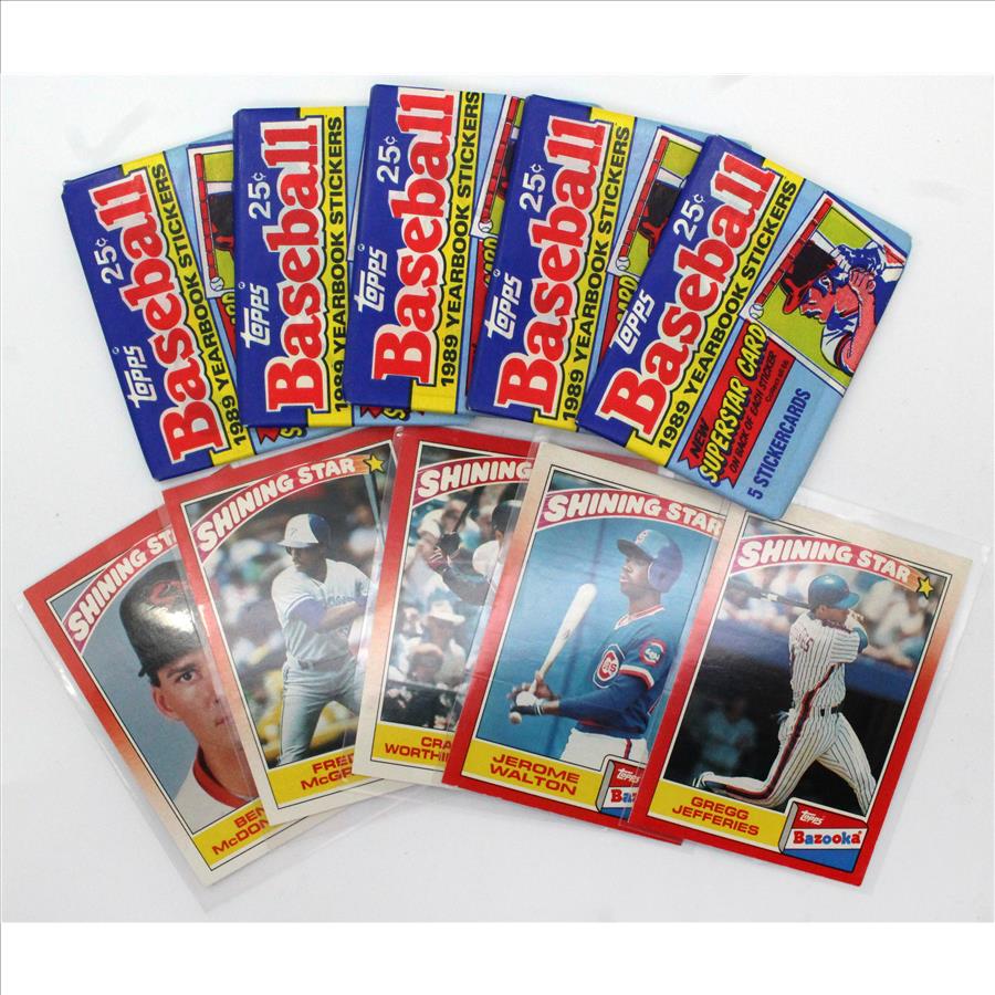 1989 Topps Baseball Yearbook Sticker Packs (5) + 1990 Topps Shining ...