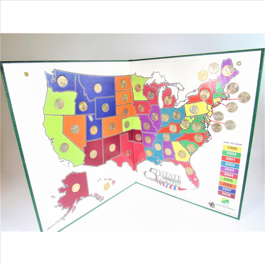 1999-2008 Commemorative 50 State Quarter Map *Complete (027) | Property ...