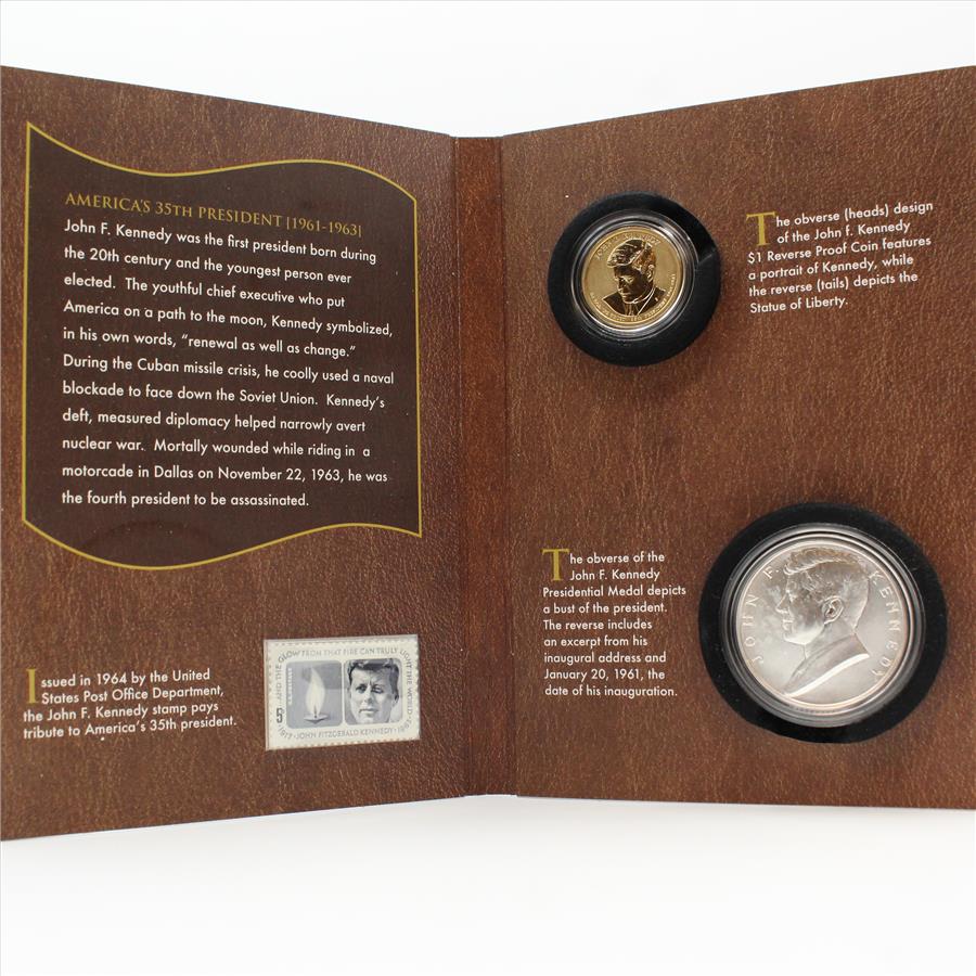 2015 JFK Coin & Chronicles Set - 1oz Silver Presidential Medal, $1 Rev ...