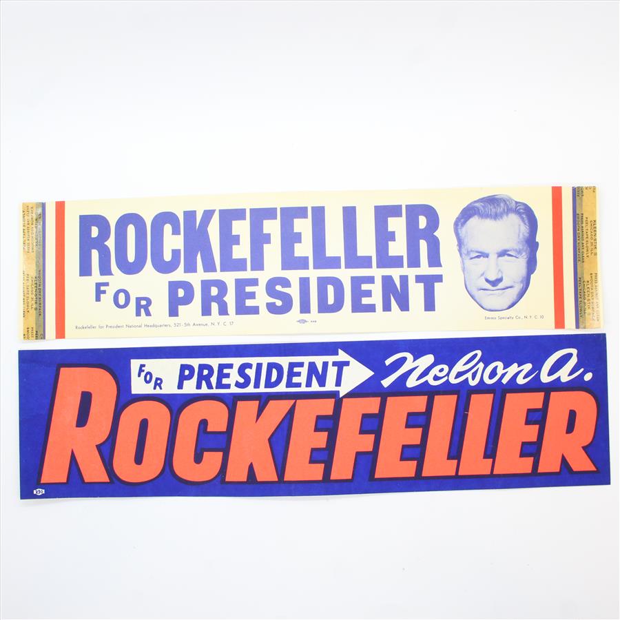 Lot of 2 Nelson A. Rockefeller Political Campaign Bumper Stickers ...