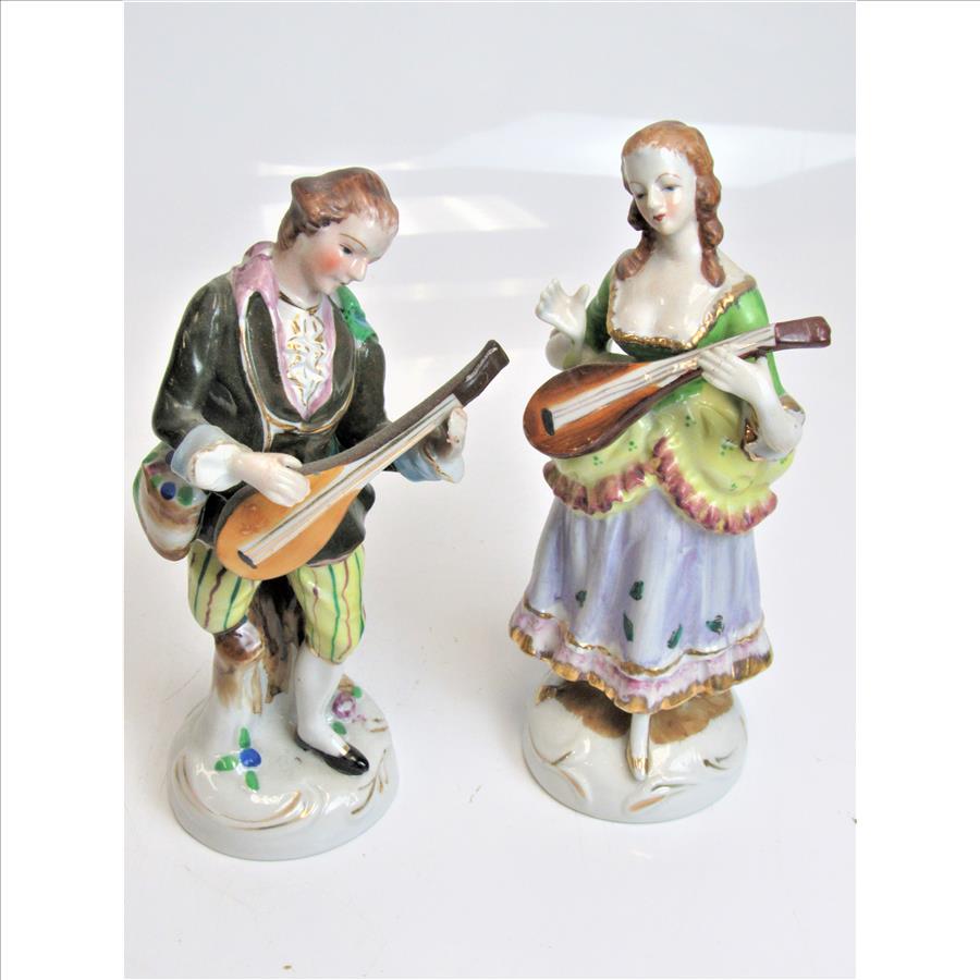 Pair of Vintage Victorian Figures Playing Instruments Made in Japan ...