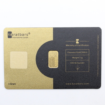 1g 999.9 Fine Gold Bar Card Karatbars International | Property Room