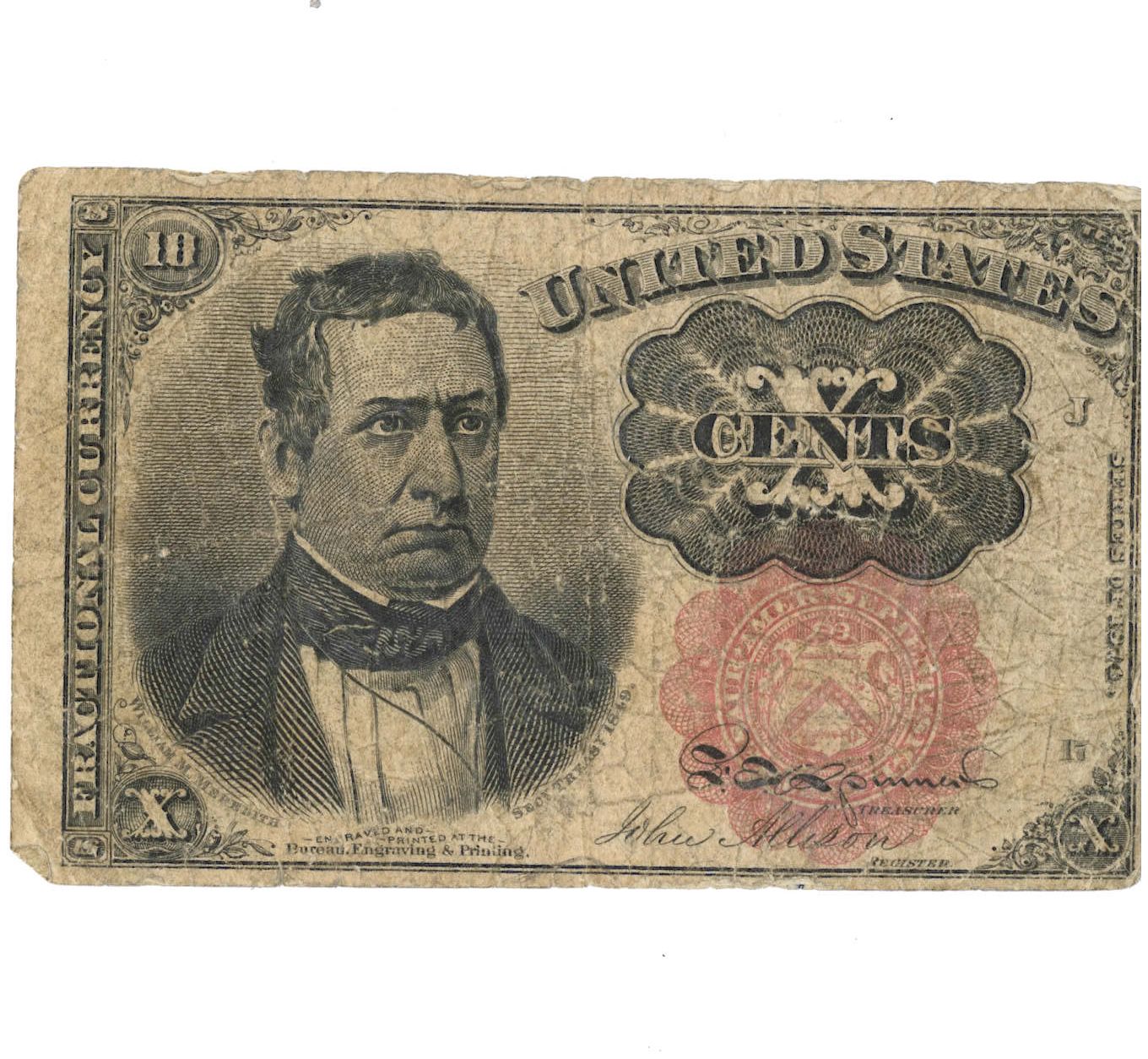 10 Cents Series of 1874 Fractional Currency Columbian Bank Note of ...