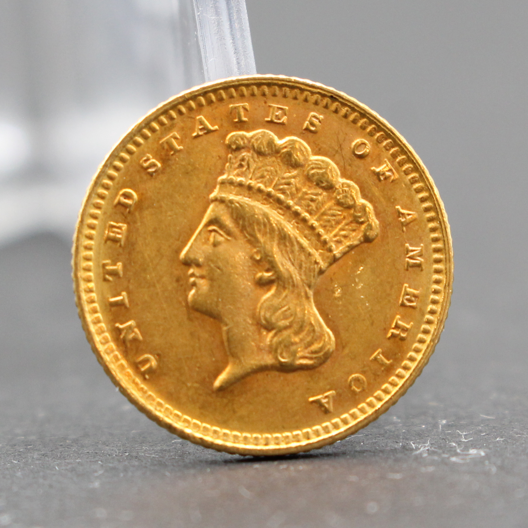 1874 Gold Indian Princess Head One Dollar Raw Coin | Property Room