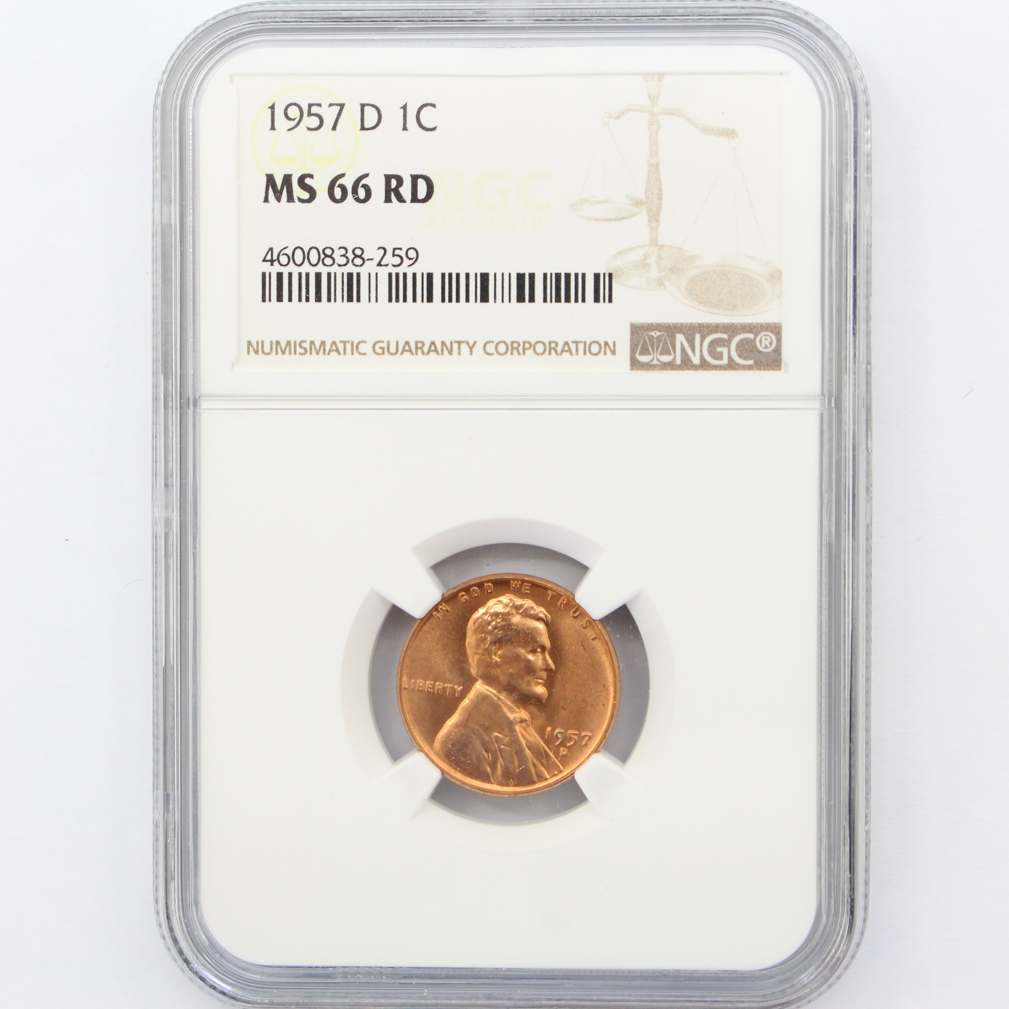 1957-D Lincoln Red Penny NGC MS 66 RD | Property Room