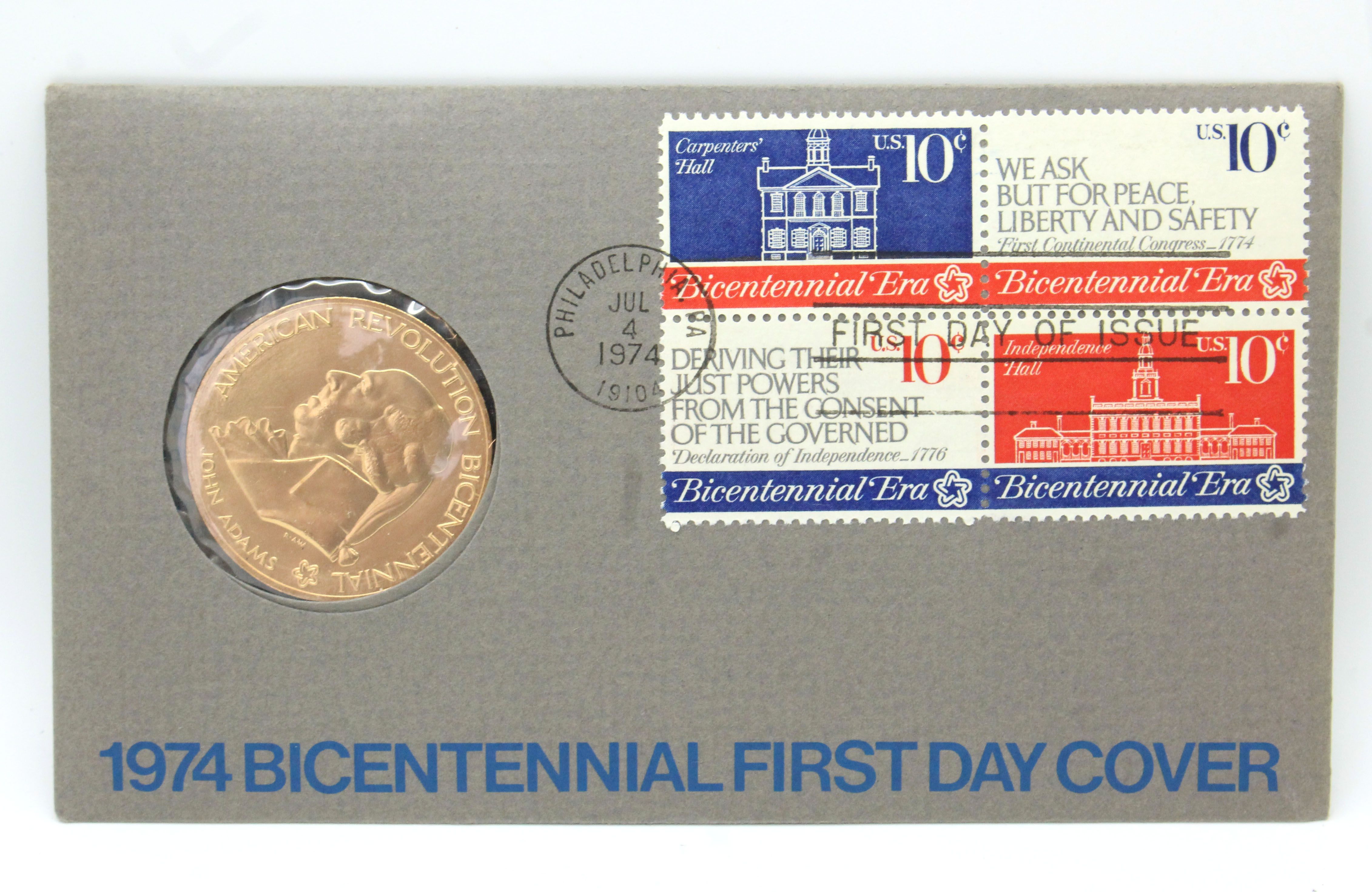 1974 American Revolution Bicentennial Comm. Medal First Day Cover ... 1974 American Revolution Bicentennial Comm. Medal First Day Cover ...