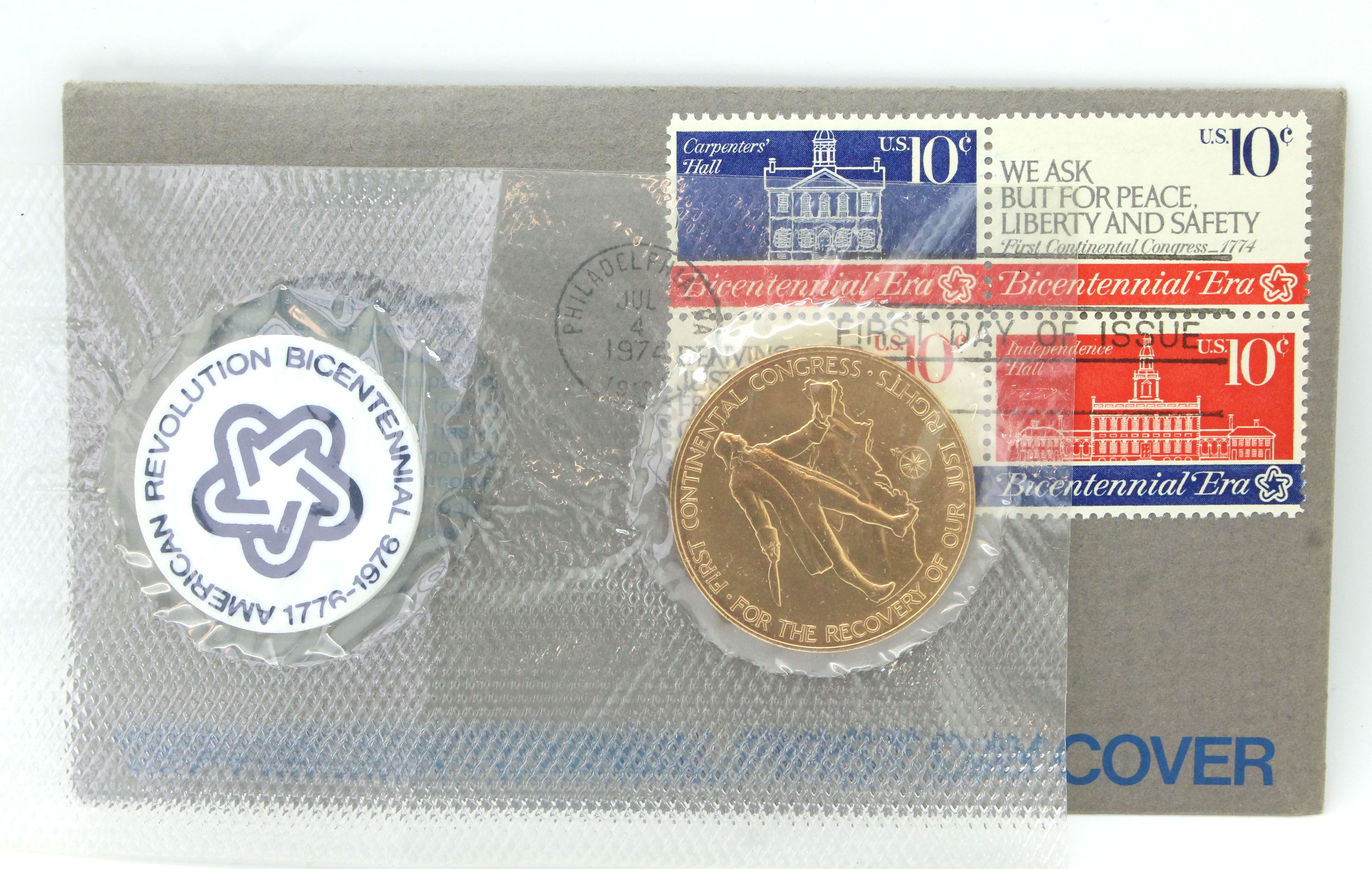 1974 American Revolution Bicentennial Comm. Medal First Day Cover ... 1974 American Revolution Bicentennial Comm. Medal First Day Cover ...