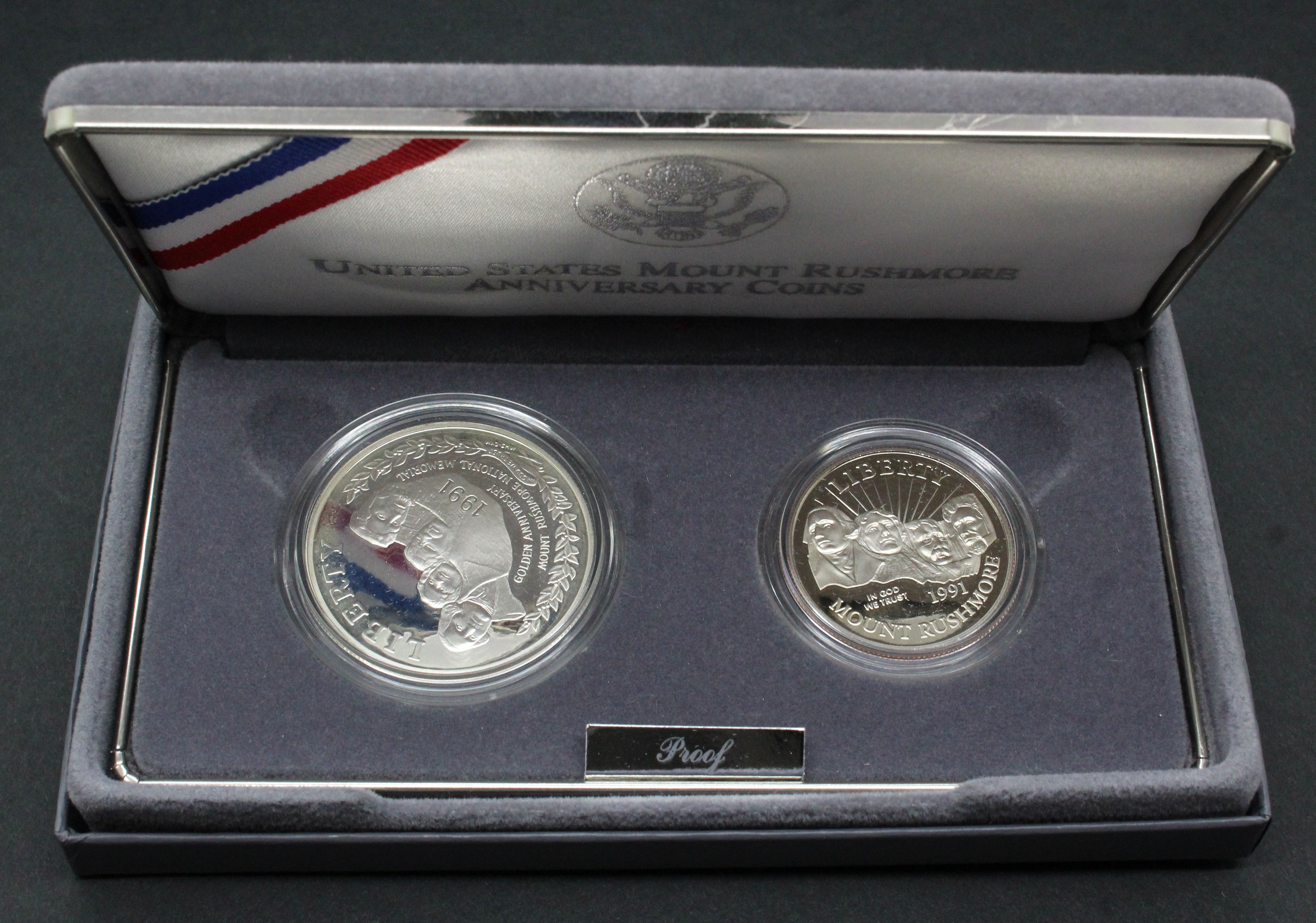 1991 Mt. Rushmore Two-Coin Anniv. Proof Set | Property Room