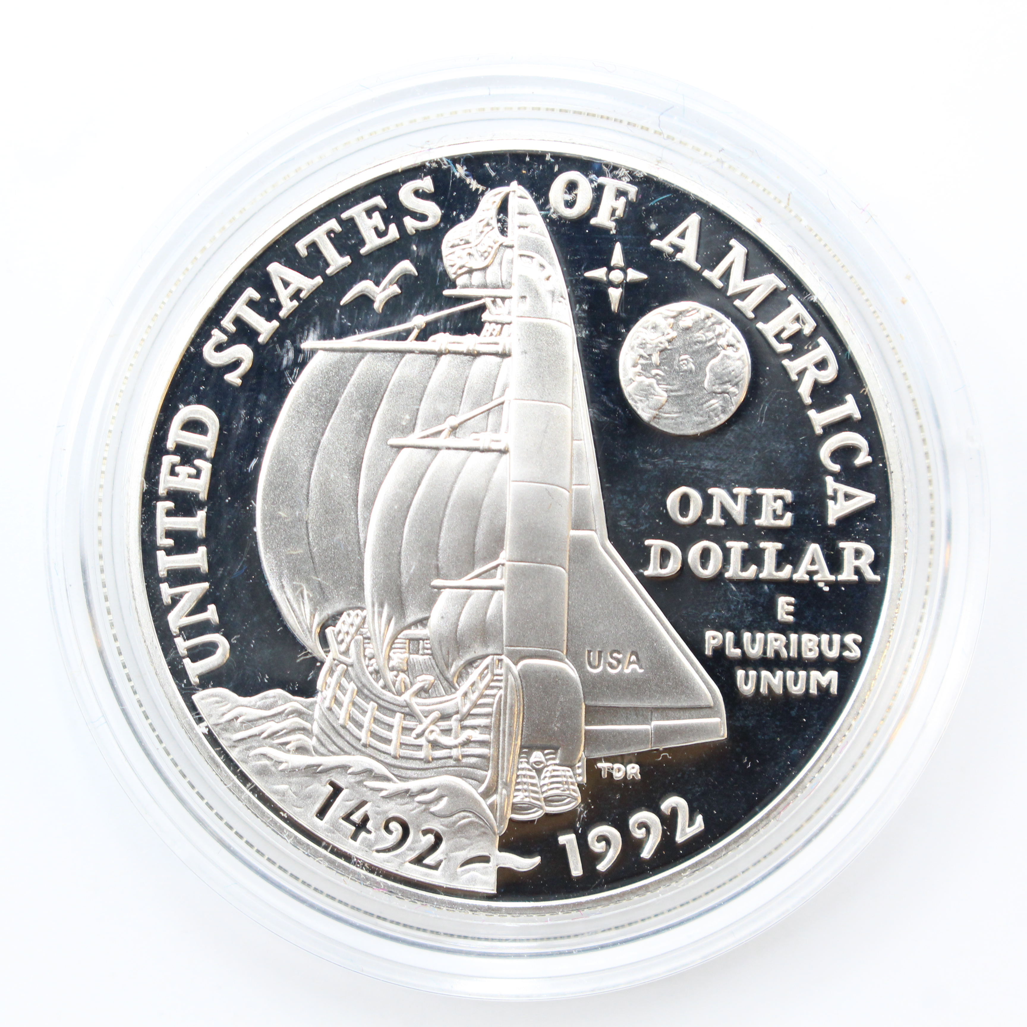 1992-P 1oz Silver Commemorative $1 Columbus Quincentenary Proof Coin ...