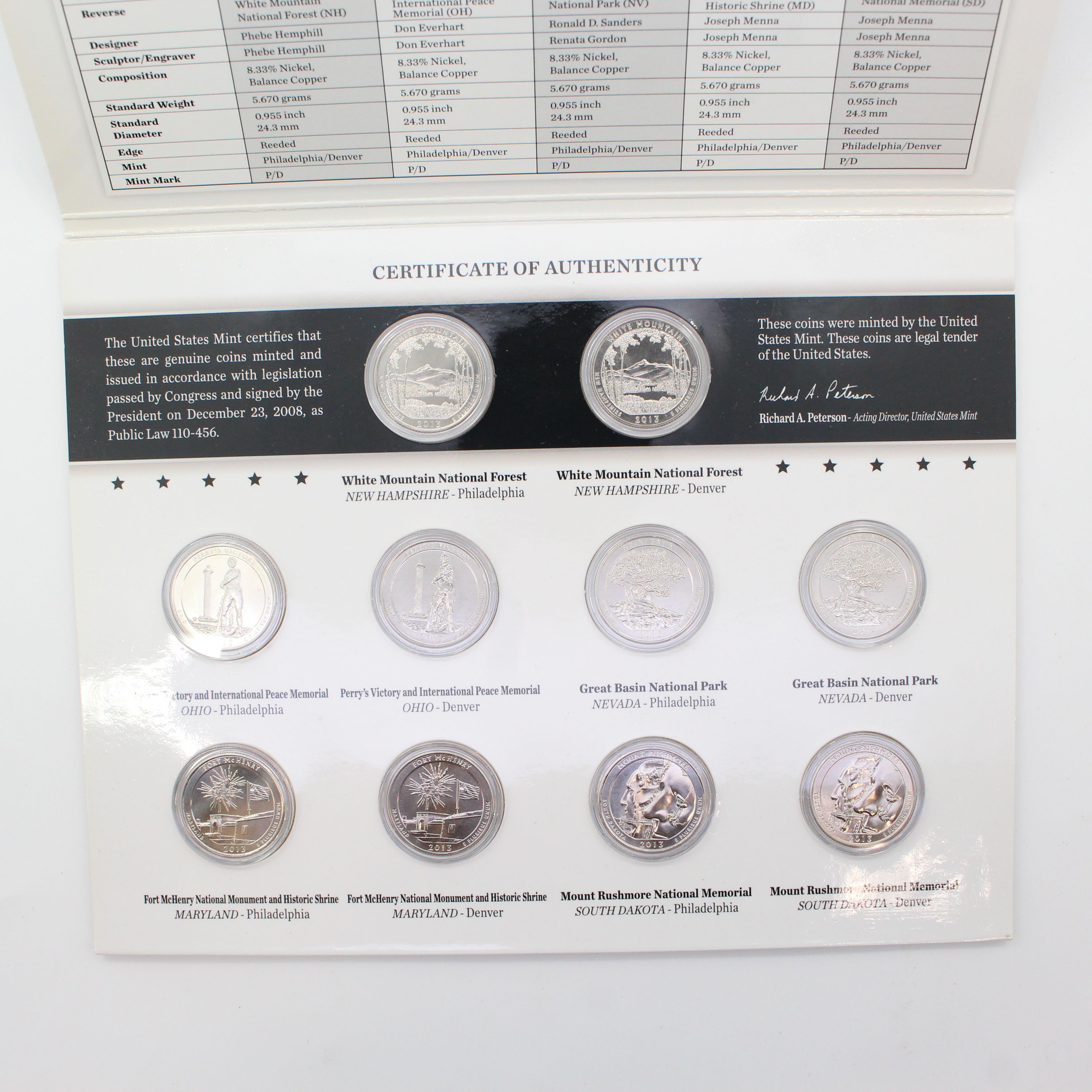 2013 America the Beautiful Quarters Uncirculated Coin Set Philadelphia ...